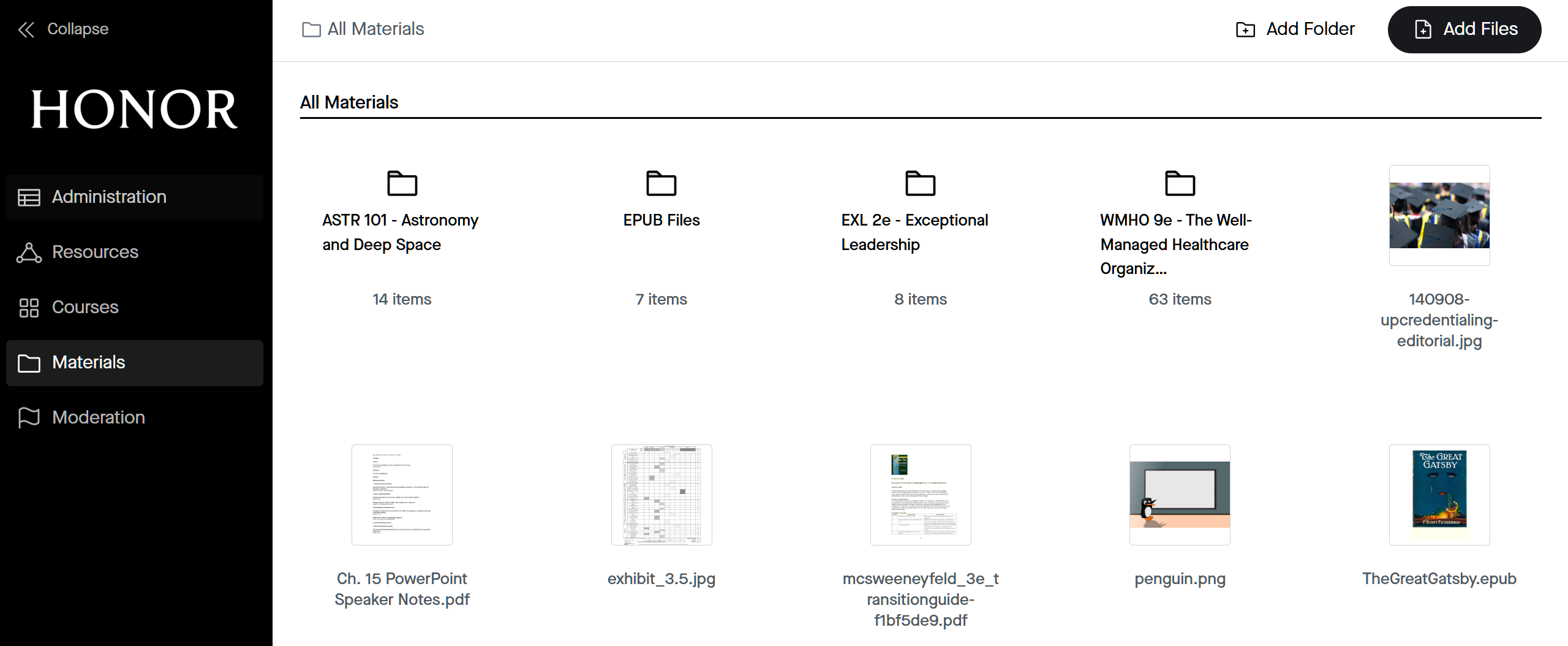 The Materials Library – Honor Education